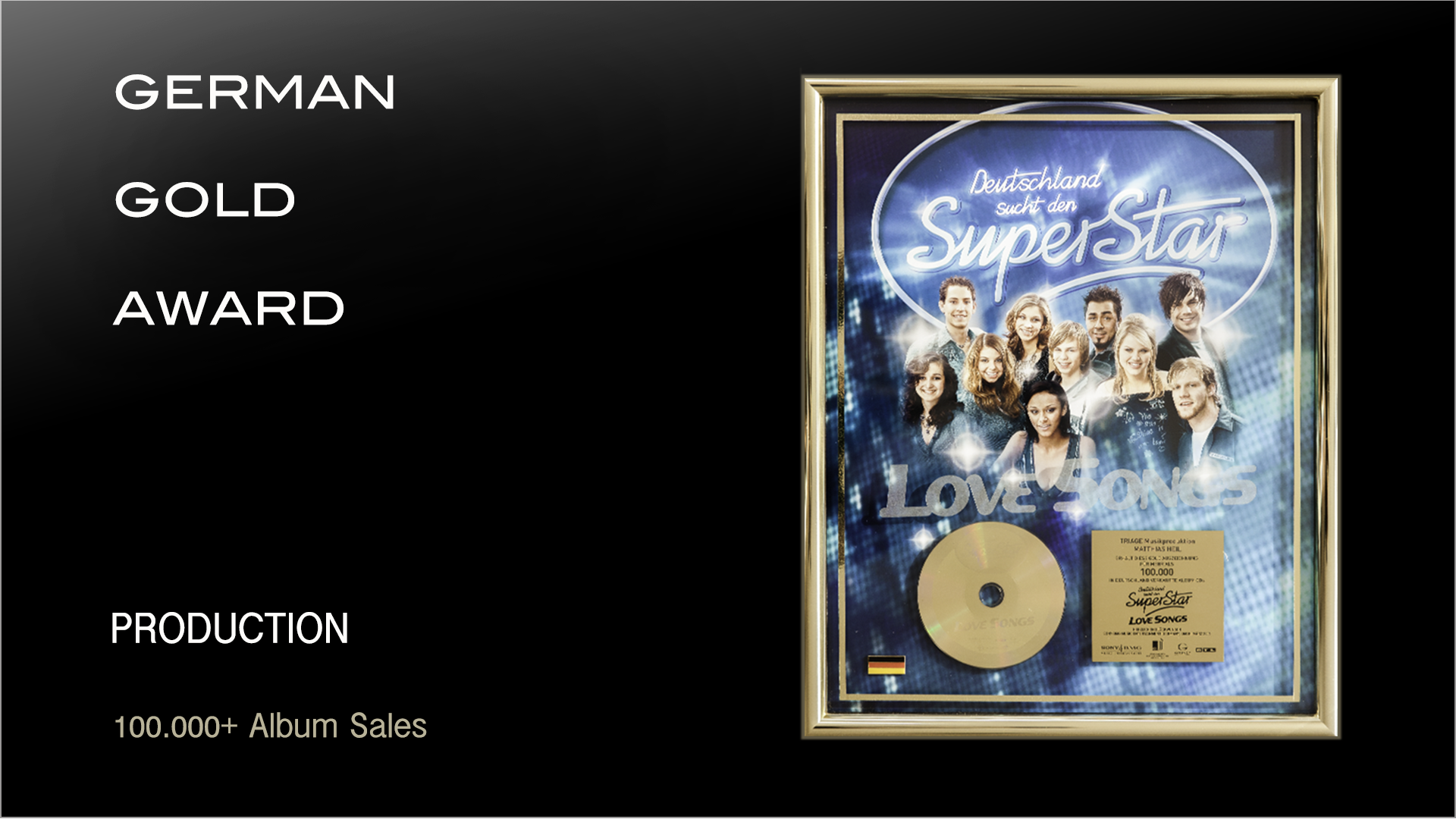 DSDS – „Love Songs“ – German Platinum Award | TRIPAC mediaworx GmbH